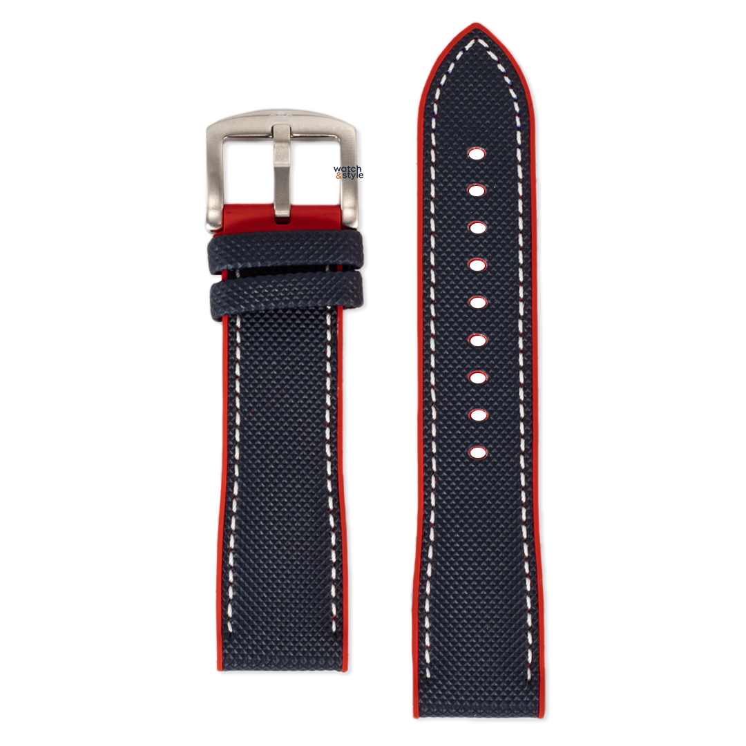 Stitched FKM Rubber Strap - Navy Blue/Red – Watch and Style