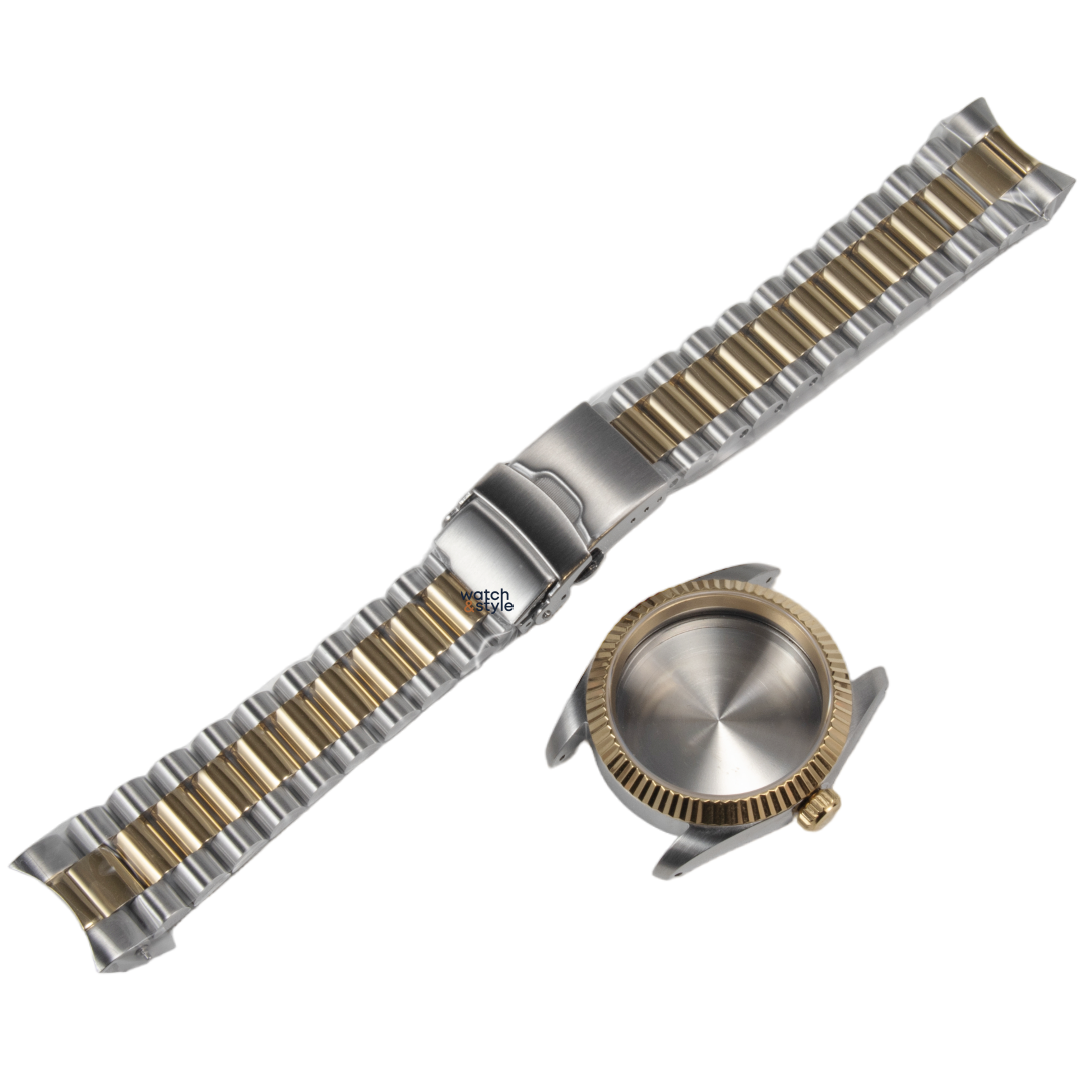 RC1053 36mm Fluted Bezel Case - Two Tone - Gold/Silver – Watch&Style